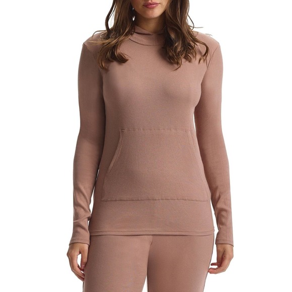 Commando | Tops | Commando Luxury Rib Hoodie Hooded Top Womens M Beige ...